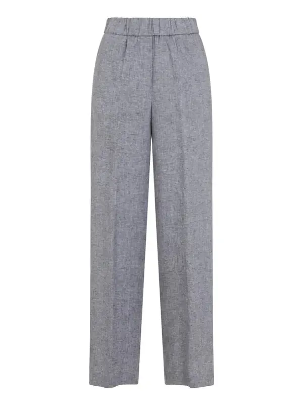 Peserico Linen Straight Pants - Blue