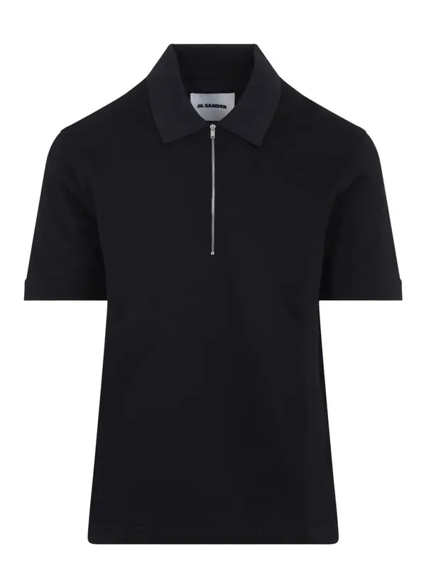 JIL SANDER Knitted Collar Polo - Blue