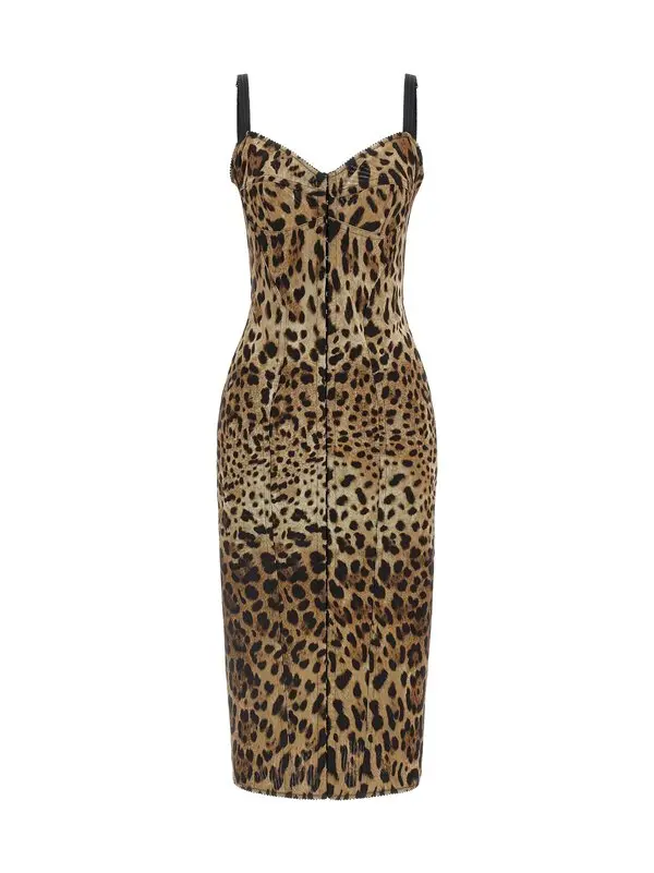 Dolce & Gabbana Animal-print Corset Dress - Brown
