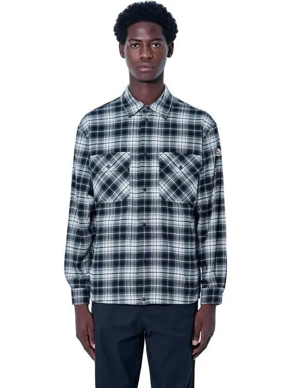 Moncler Check Patterned Cotton Shirt - Black