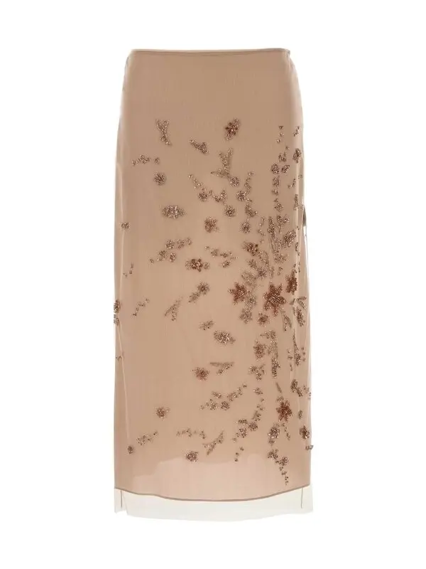Fendi Antiqued Tulle Skirt - Pink