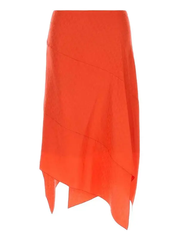 Fendi Coral Silk Skirt - Red