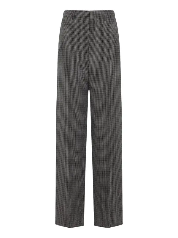 Balenciaga Checkered Lyocell Trousers - Green