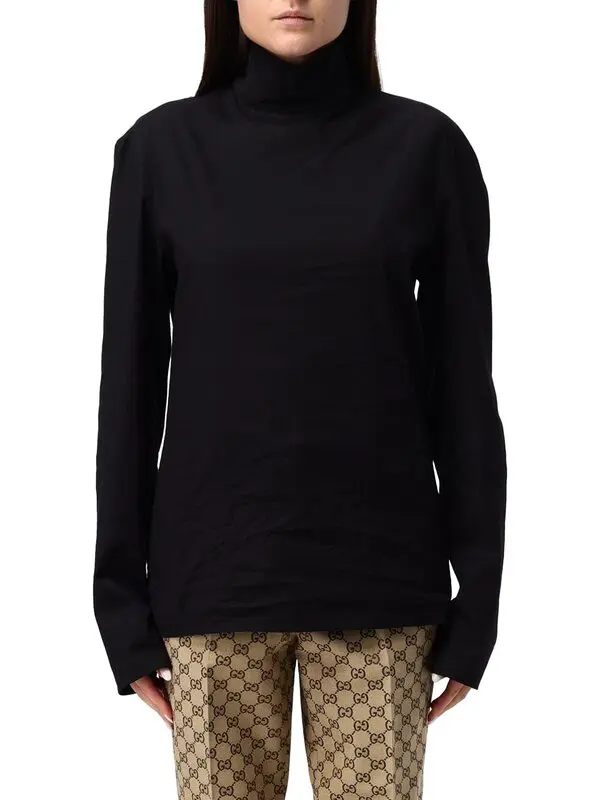 Gucci Cotton Poplin Turtleneck Top - Black