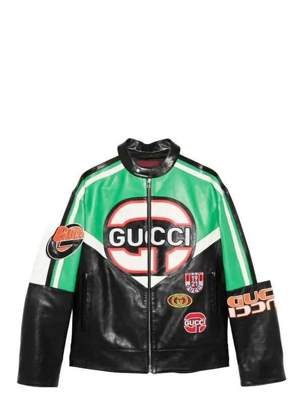 Gucci Leather Color-block Jacket - Black