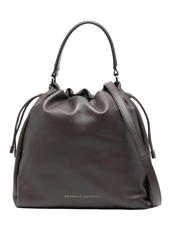 Brunello Cucinelli Leather Bucket Bag - Gray