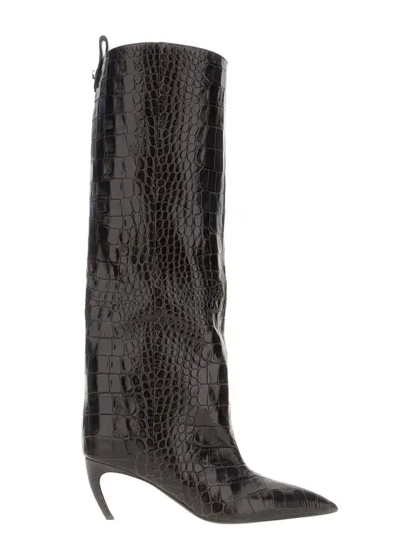 Attico Croc Effect Knee High Boots - Multicolor