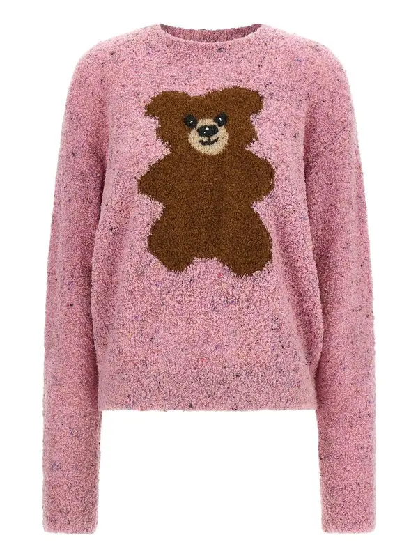 Moschino Teddy Bear Intarsia Knit Sweater - Pink