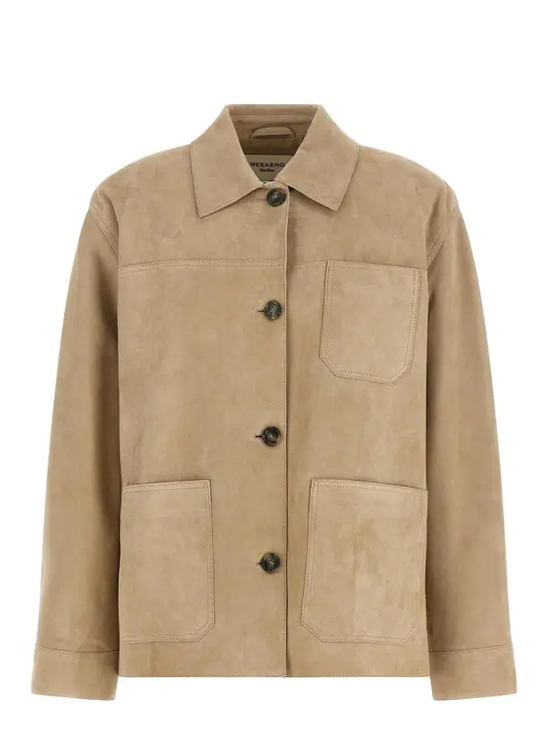 Max Mara Ghiera Suede Leather Shirt Jacket - Cream