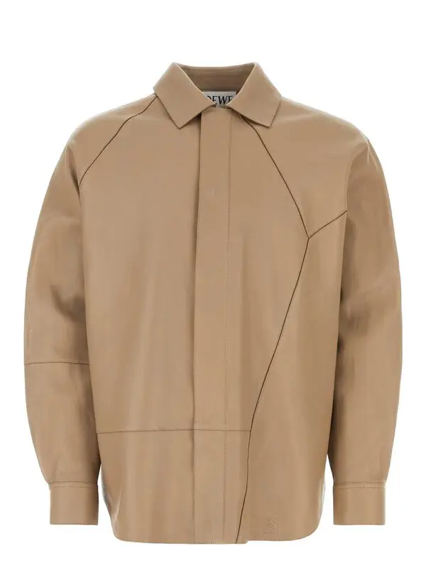 Loewe Dove Grey Leather Shirt - Gray