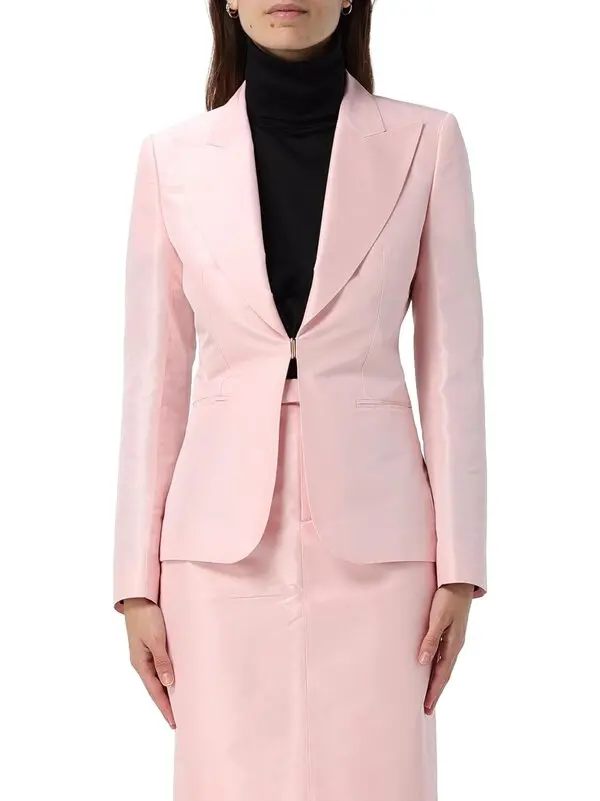 Gucci Cropped Single-breasted Silk Blazer With Peak Lapels - Pink