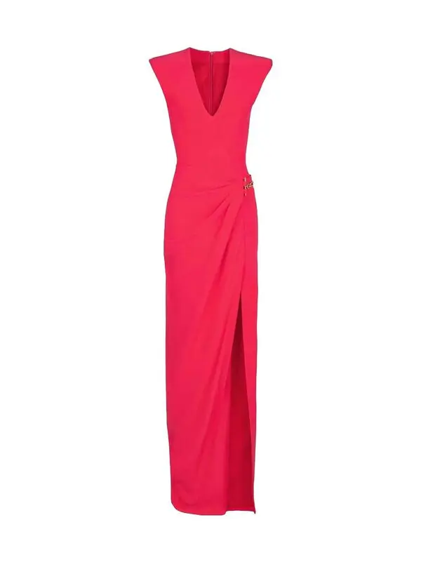 Balmain Crepe Evening Dress - Red