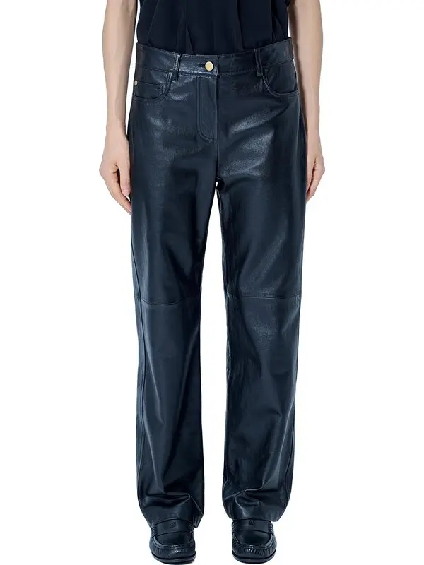 Max Mara Leather Straight-leg Trousers - Black