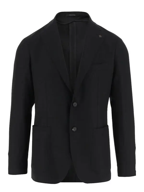 Tagliatore Classic Single-breasted Wool Blend Blazer - Black