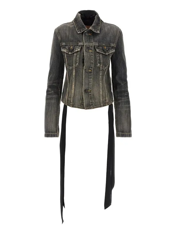 Balenciaga Denim Lace-up Jacket - Gray