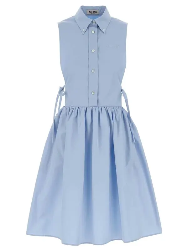 Miu Miu Cotton Poplin Shirt Dress - Blue