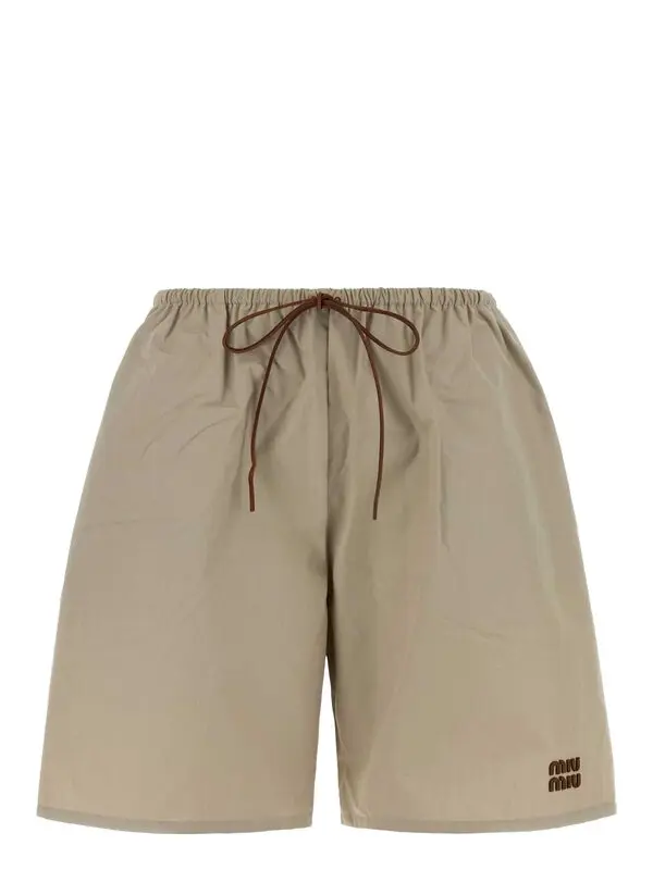 Miu Miu Sand Poplin Bermuda Shorts - Brown