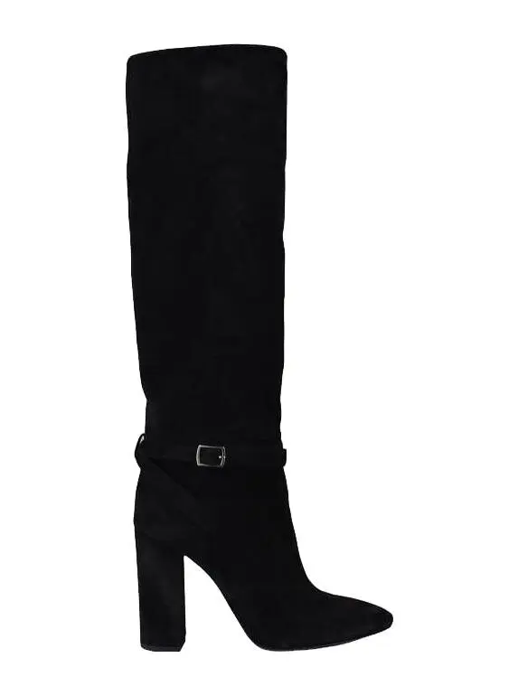 Saint Laurent Suede Knee High Boots - Black