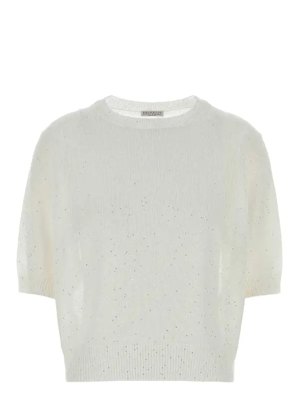 Brunello Cucinelli Linen Blend Sweater - White
