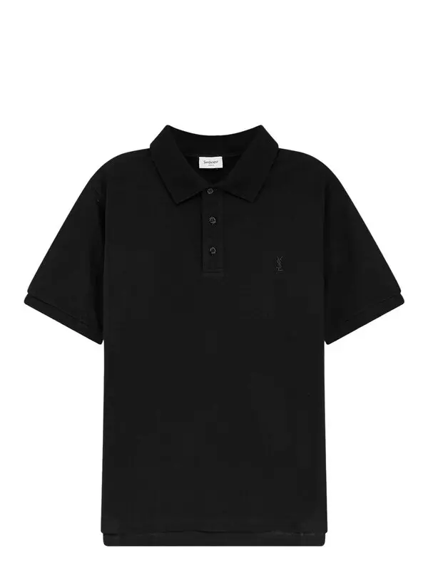 Saint Laurent Pique Cotton Polo Shirt With Cassandre Embroidery - Multicolor