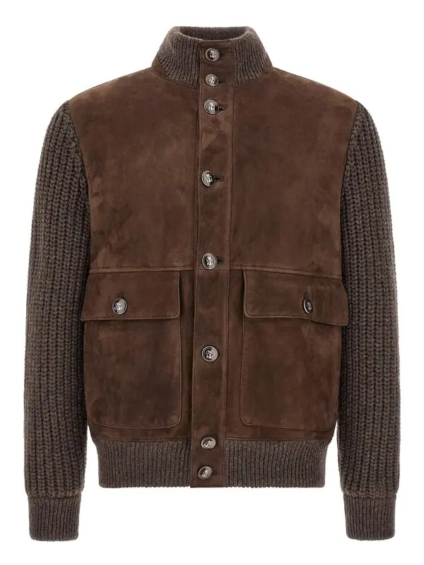 Brunello Cucinelli Suede Insert Hybrid Jacket - Brown