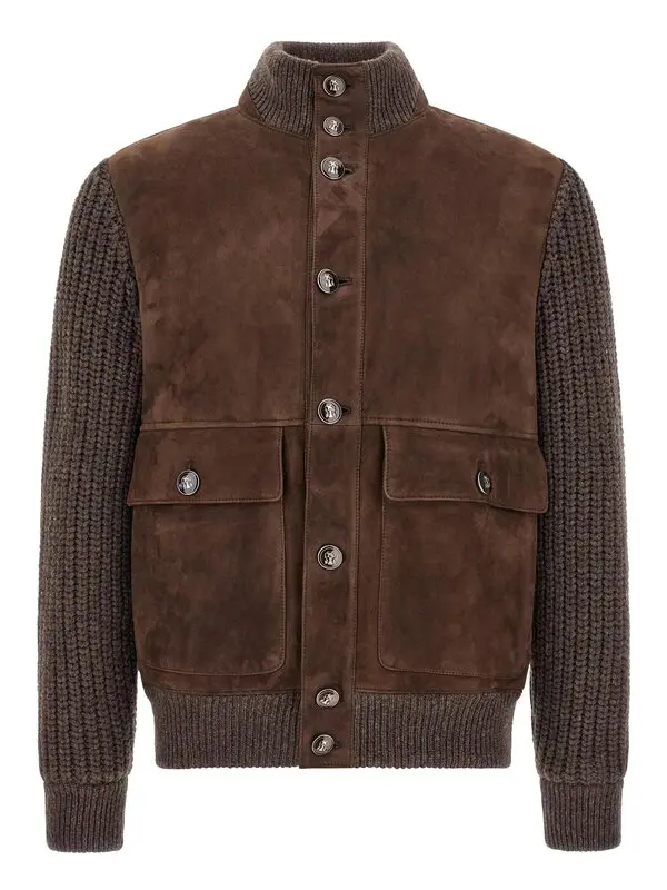 Brunello Cucinelli Suede Insert Hybrid Jacket - Brown