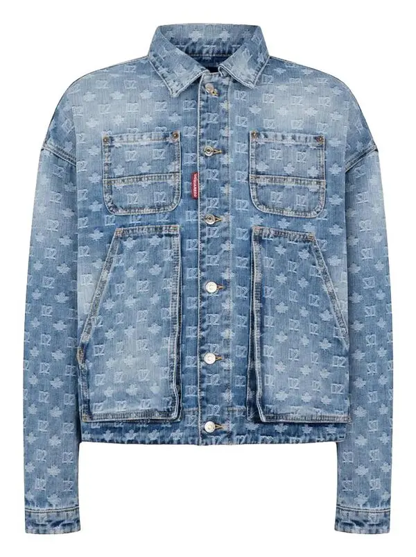 Dsquared2 Monogram Print Denim Jacket - Blue