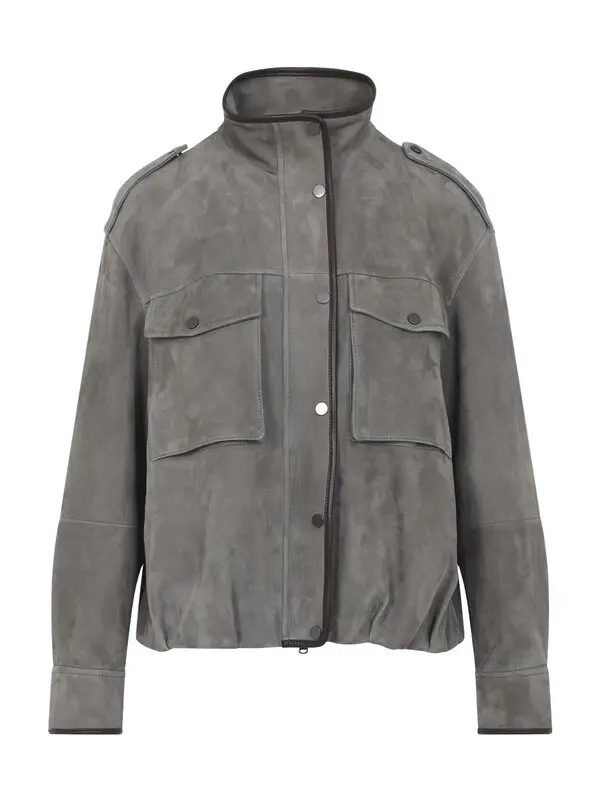 Brunello Cucinelli Suede Jacket - Gray