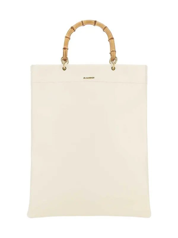 JIL SANDER Ivory Leather Medium Shopping Bag - White