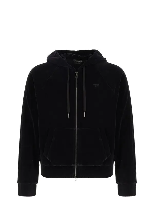TOM FORD Velvet Zip-up Hooded Sweatshirt - Multicolor