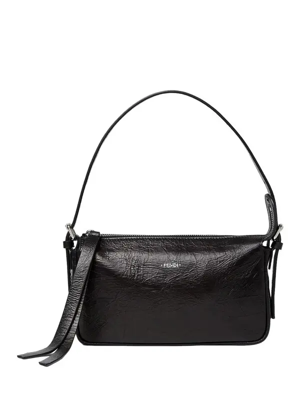 Fendi Zip Top Vintage-effect Leather Shoulder Bag - Multicolor
