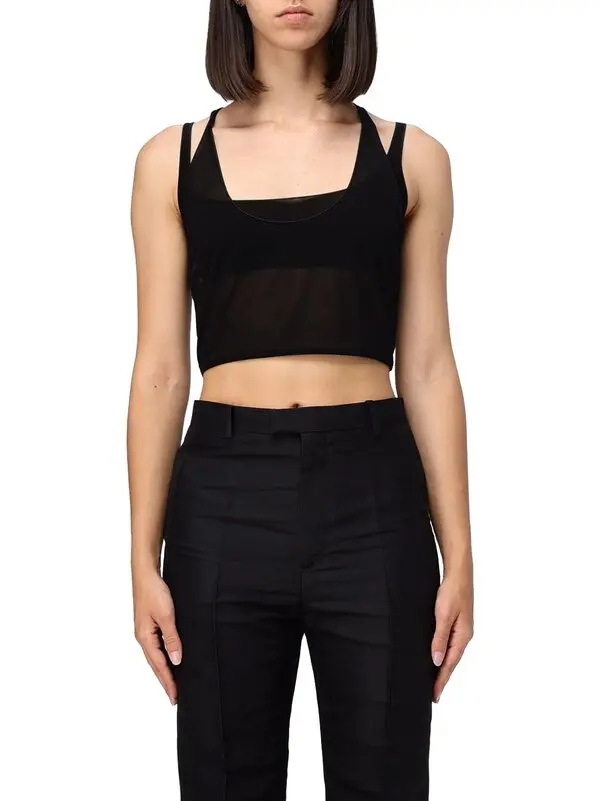 Gucci Cropped Slim Fit Technical Stretch-fabric Top With Square Neckline - Black