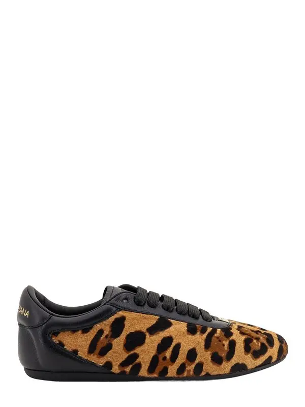 Dolce & Gabbana Ponyskin Sneakers With Metal Dg Logo - Multicolor
