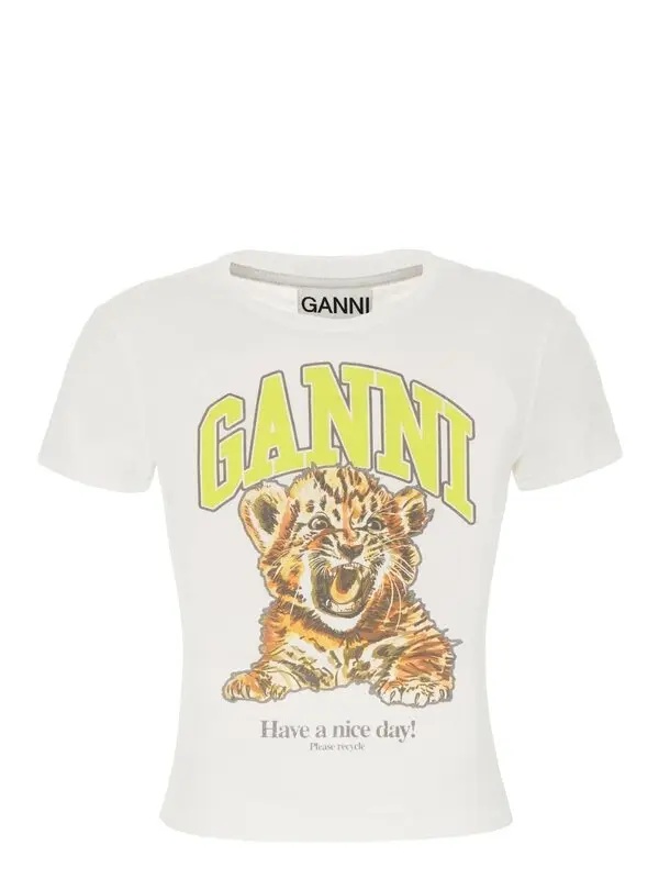GANNI Graphic Tiger Print Short Sleeve T-shirt - Multicolor