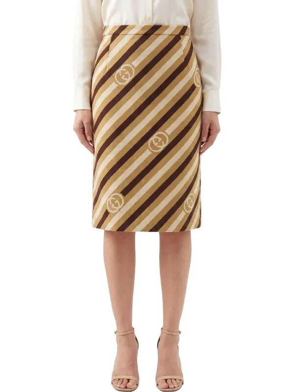 Gucci Diagonal Striped Monogram Skirt - Brown