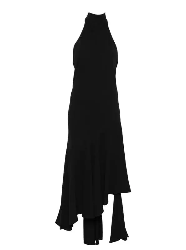 Alaïa Halterneck Asymmetric Midi Dress - Black