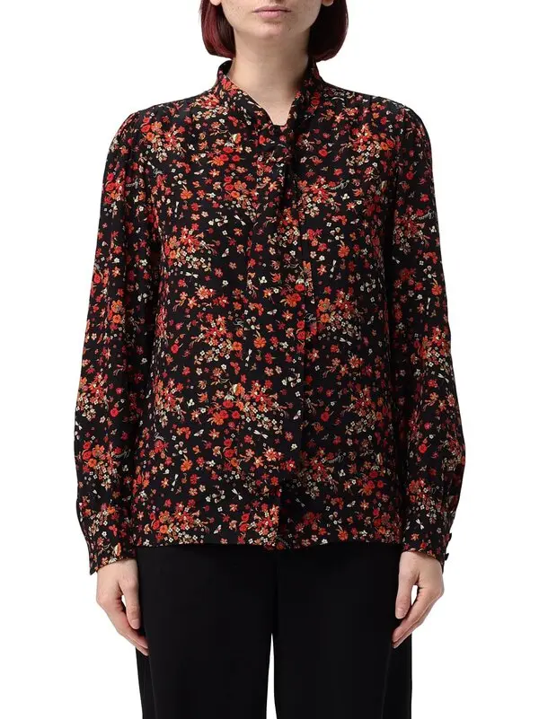 Gucci Floral-print Silk Shirt With Pussy-bow Collar - Black