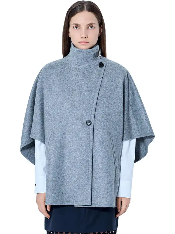 Max Mara Asymmetric Cashmere Cape - Gray
