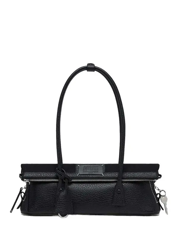 MAISON MARGIELA 5ac Leather Shoulder Bag With Logo - Black
