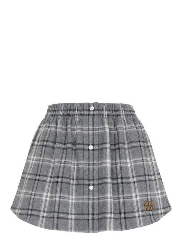 Miu Miu Cotton Midi Skirt - Gray