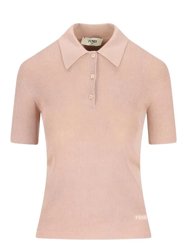 Fendi Short Sleeve Polo Top - Pink