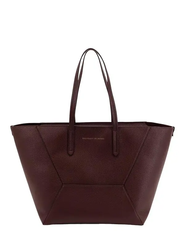 Brunello Cucinelli Bc Duo Hammered Leather Shoulder Bag - Red
