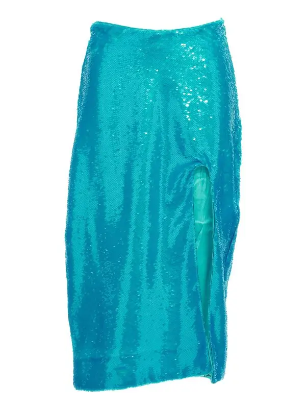 GANNI Sequin Midi Skirt - Blue