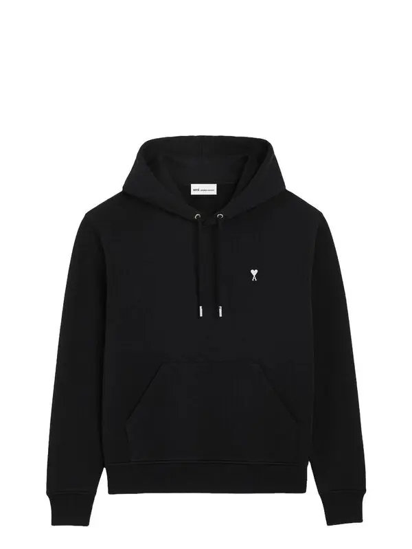 AMI Paris De Coeur Cotton Hoodie - Black