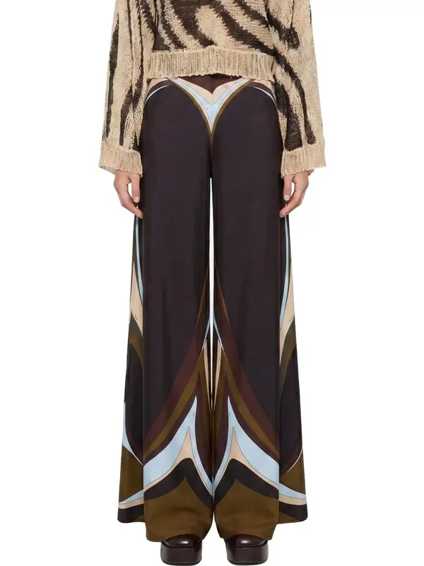 Emilio Pucci Printed Silk Pants - Brown