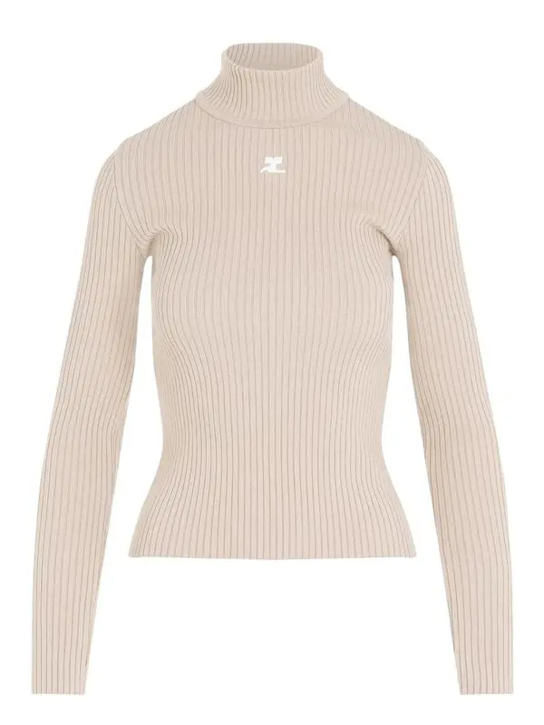 COURREGES Roll Neck Ribbed Jumper - Multicolor
