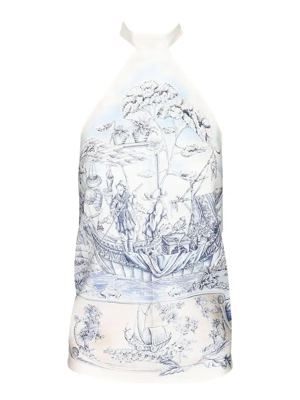 FERRAGAMO Silk Foulard Top - Blue
