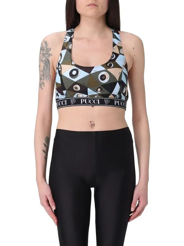 Emilio Pucci Printed Stretch Nylon Sports Top - Brown