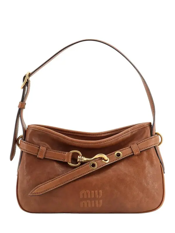Miu Miu Aventure Leather Bag With Embossed Front Logo - Multicolor