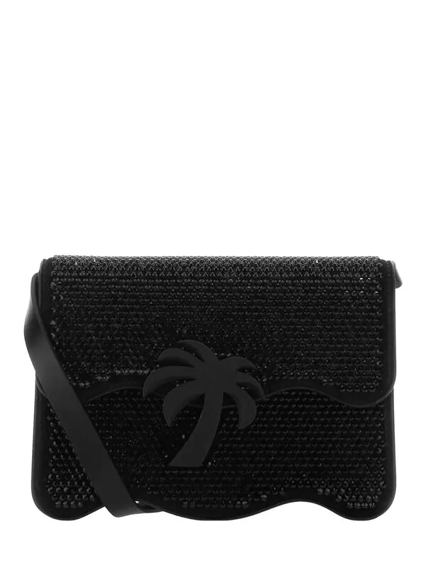 Palm Angels Embellished Suede Palm Beach Crossbody Bag - Black